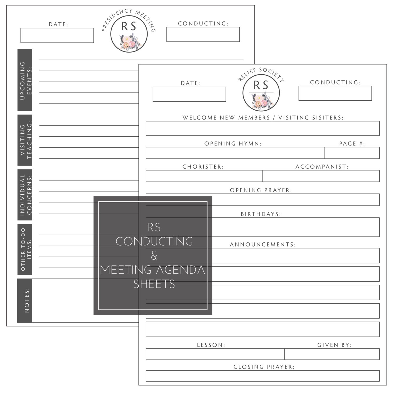 Relief Society Presidency Kit: Binder Covers by AJCDesignStudio