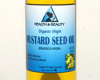 12 oz MUSTARD OIL UNREFINED Organic Carrier Cold by HBOilsCenter