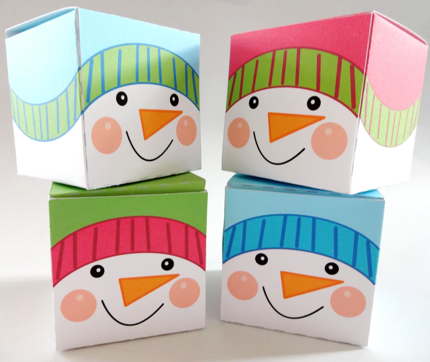 Christmas Box Template Printable Snowman by LilCubbyPrintables
