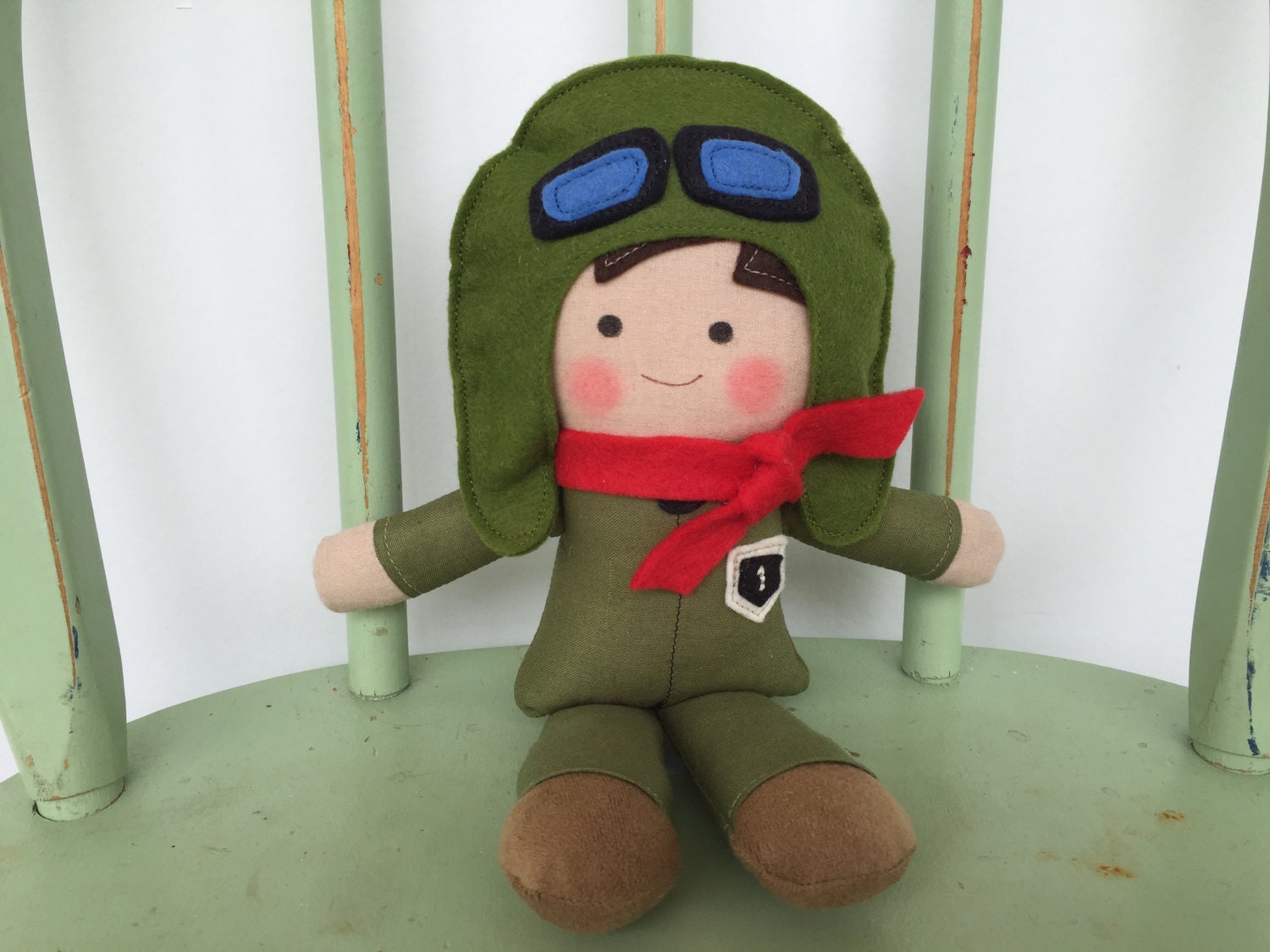 Aviator little boy rag doll perfect for imaginative play