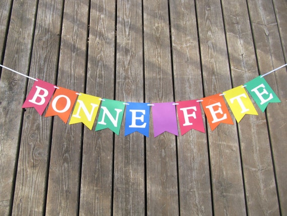 Items similar to Bonne fete banner, rainbow birthday banner, party ...