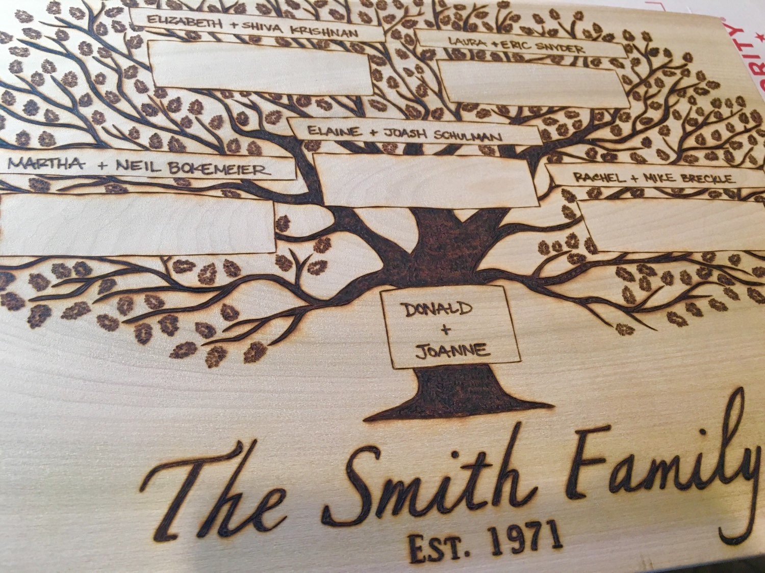 PERSONALIZED FAMILY TREE Plaque On Distressed Poplar Wood