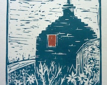 Unique linocut landscape related items | Etsy