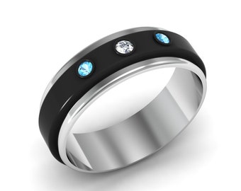 Men aquamarine ring | Etsy