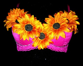 Sunflower rave bra | Etsy