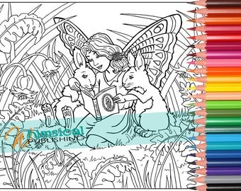 Bunny coloring page | Etsy