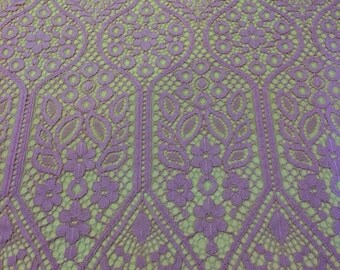 Items similar to Purple, Lilac Flowered Lace Fabric, Embroidered Tulle ...