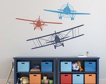 Unique biplane wall decal related items | Etsy