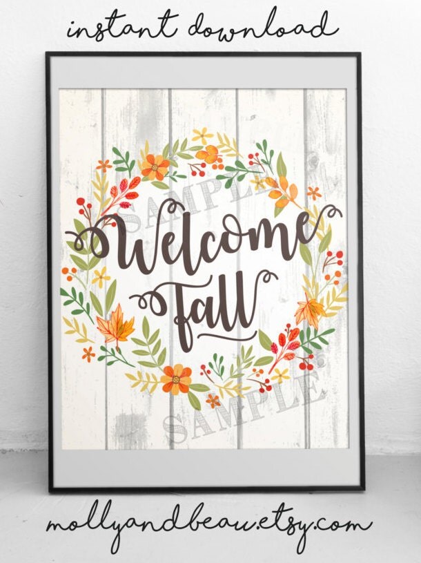 Fall Print Welcome Fall Fall Printable Fall Decor Fall