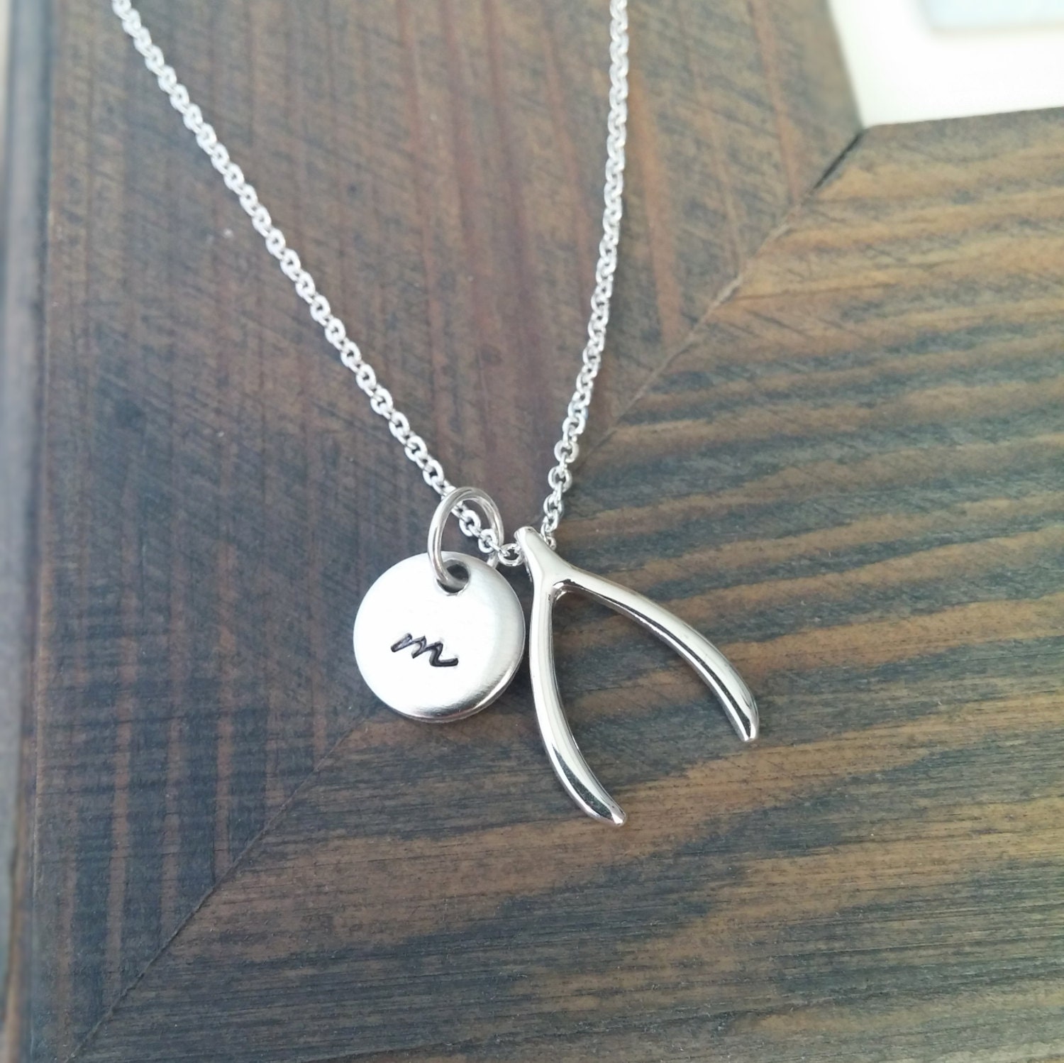 Silver Wishbone Necklace // Personalized Wishbone Necklace