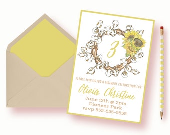 Sunflower invitation | Etsy