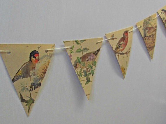 Birds paper garland Countryside bunting by ClaireWheatDesigns