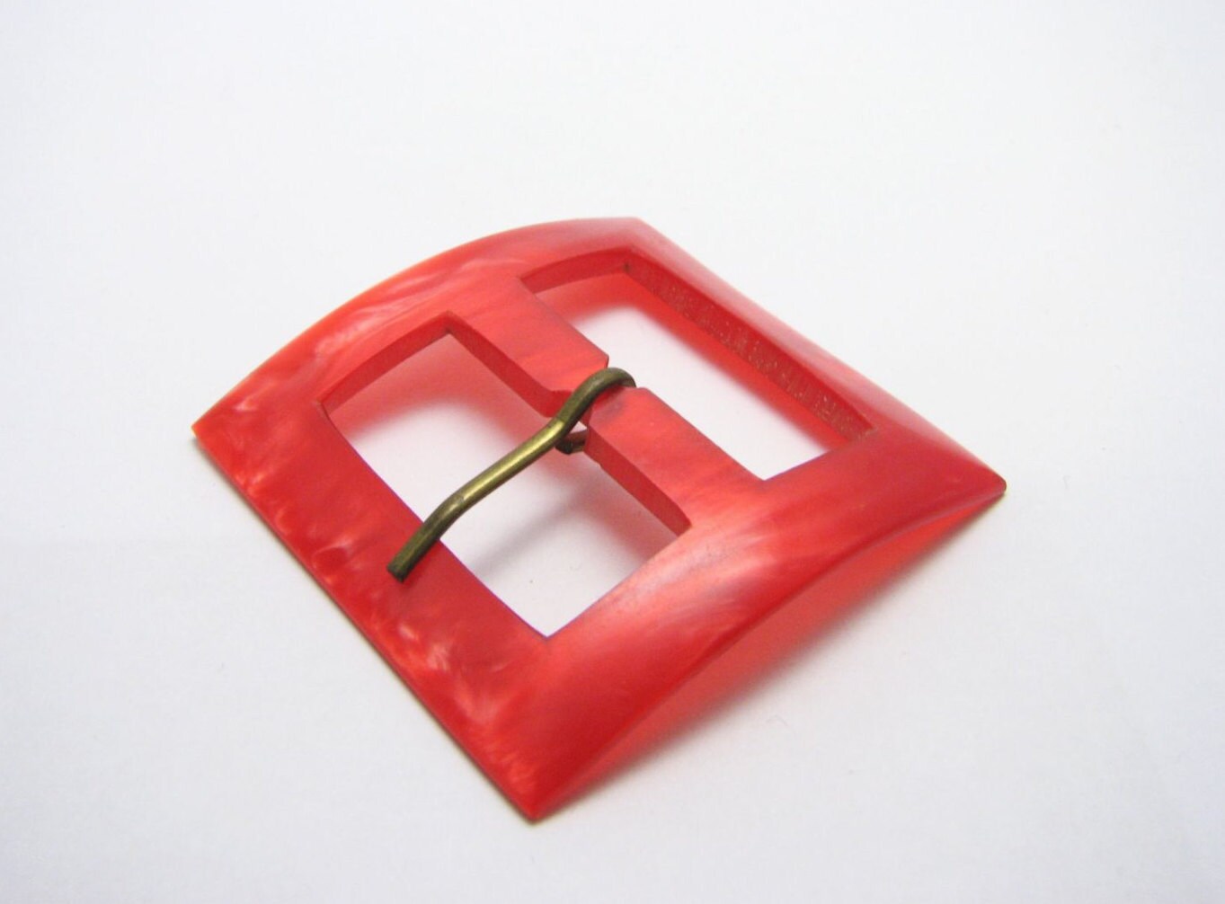 Large Red Belt Buckle, 2″ Lucite Plastic Buckle from Mid-century Spain ...