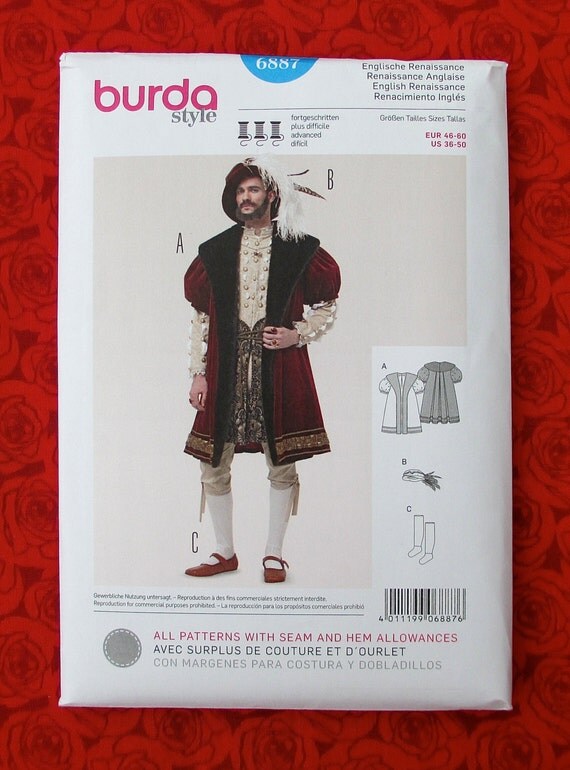 English Renaissance Henry VIII Costume Burda Sewing Pattern