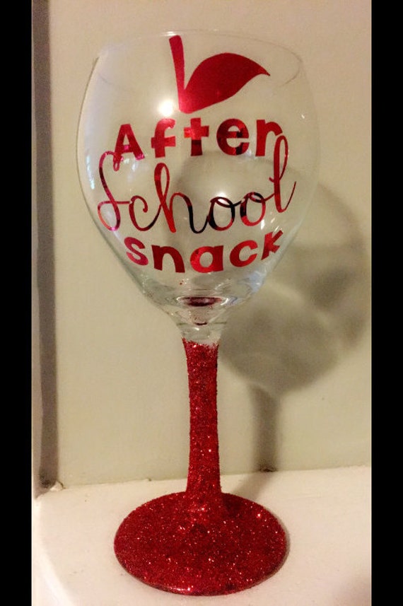 After School Snack Teacher Wine Glass With By Misscolwellscrafts