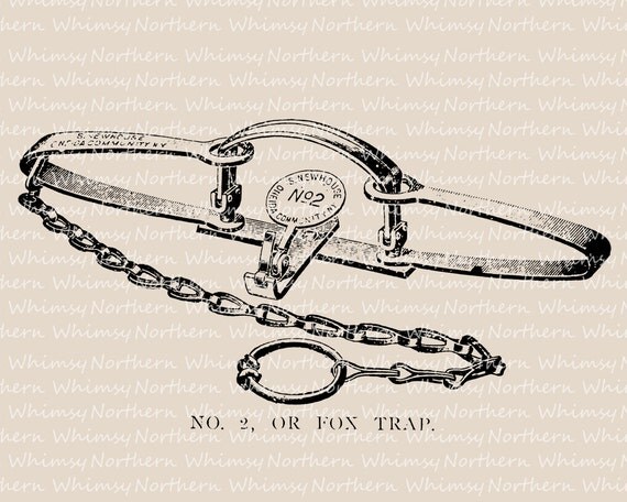 Items similar to Fox Trap Clip Art – Vintage Steel Trap Image – Fur ...