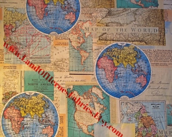 World map fabric | Etsy