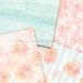 Peach and Mint Digital Paper Pack Watercolor Flowers Hand