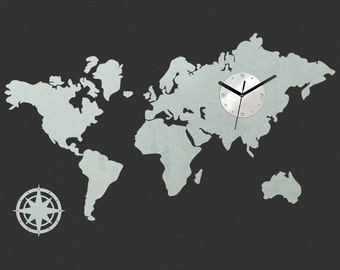 World map wall clock | Etsy
