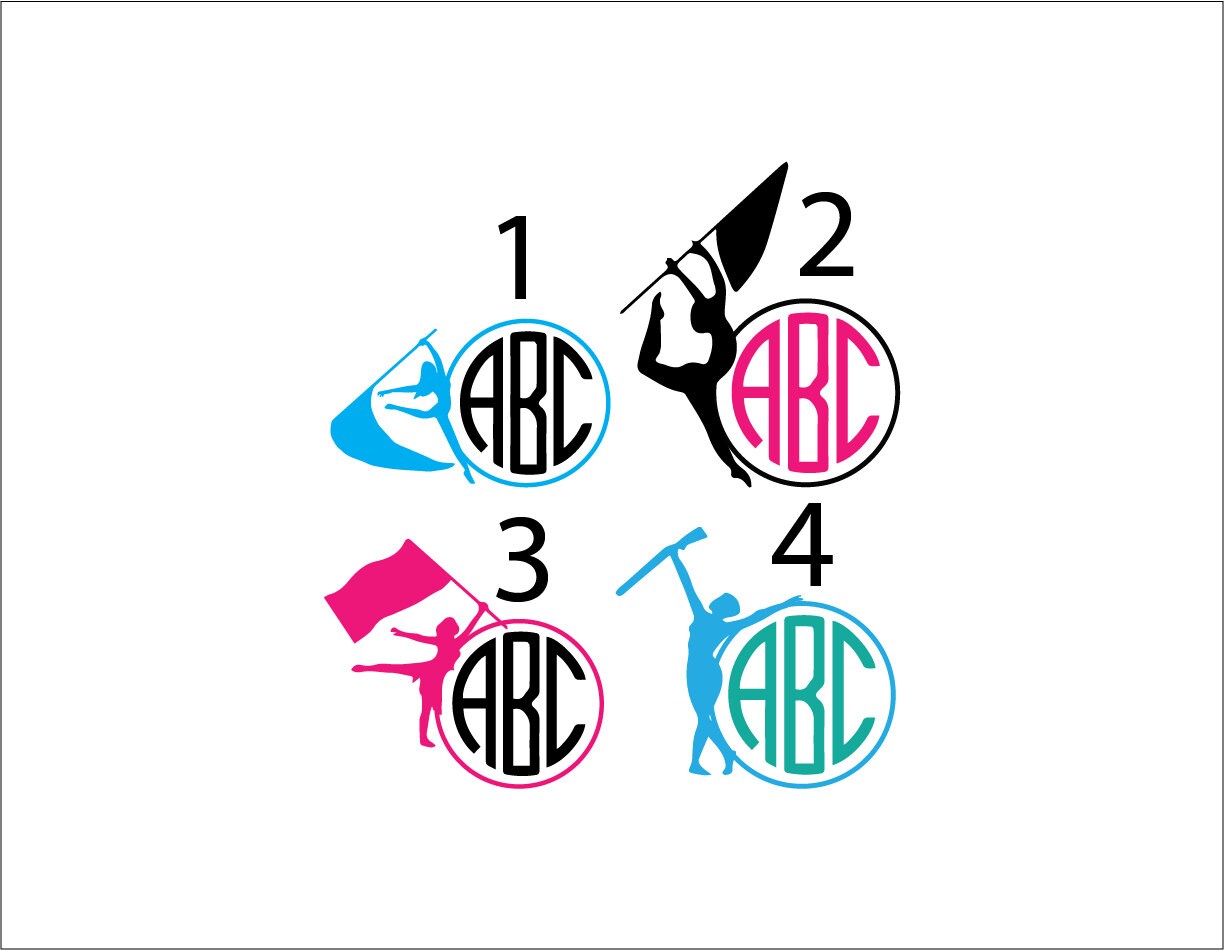 Color guard flag rifle monogram color guard decal marching