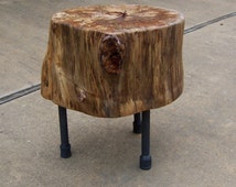 Tree stump table, end table, side table, pecan