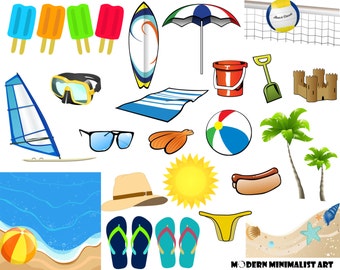 Beach clipart | Etsy