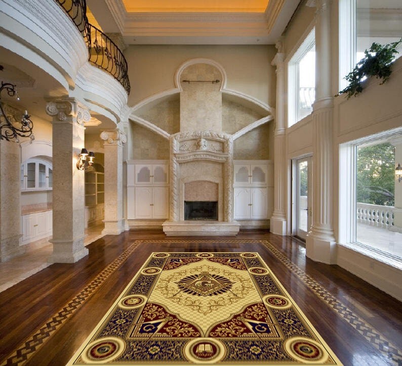 Custom MASONIC Lodge Area RUG 6'6x9'6 Carpet Floor by UNIQABLEart