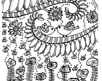 Folk coloring page | Etsy
