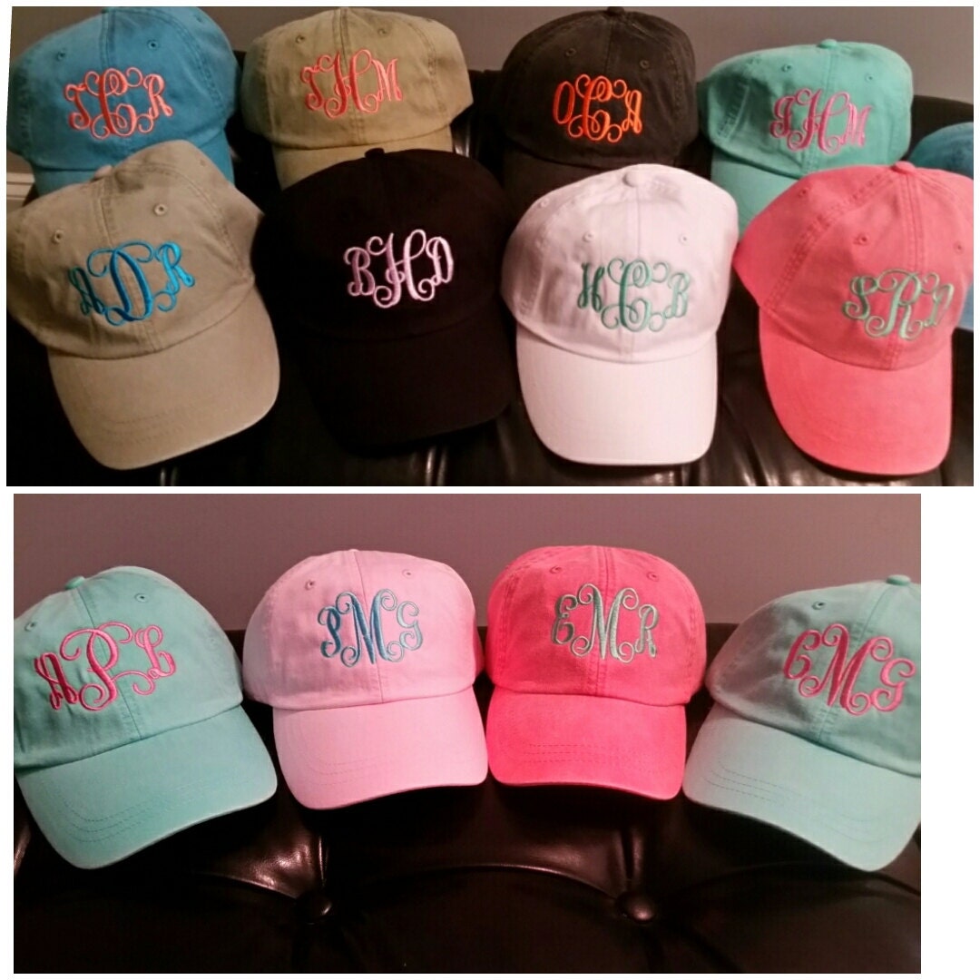 Monogrammed hats baseball caps personalized by Robinssassystitches