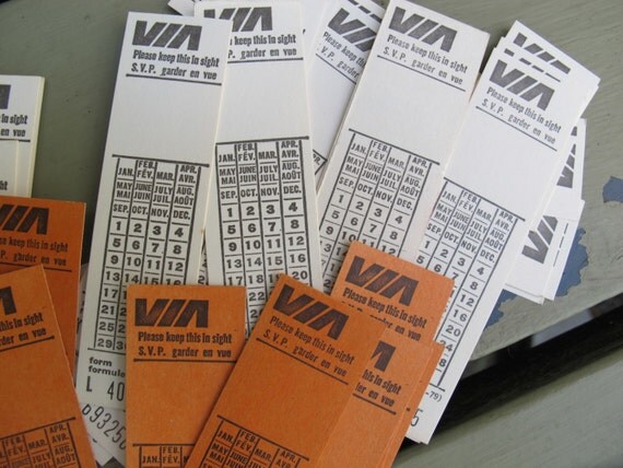 Vintage VIA rail train tickets / Vintage 1970's Canadian