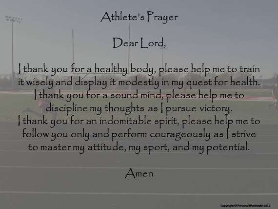 Athlete's Prayer Prayer for Athletes Christian