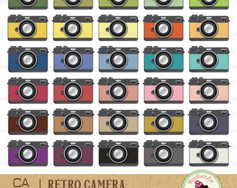 Items similar to Vintage Cameras Digital Clip Art Retro Camera ...