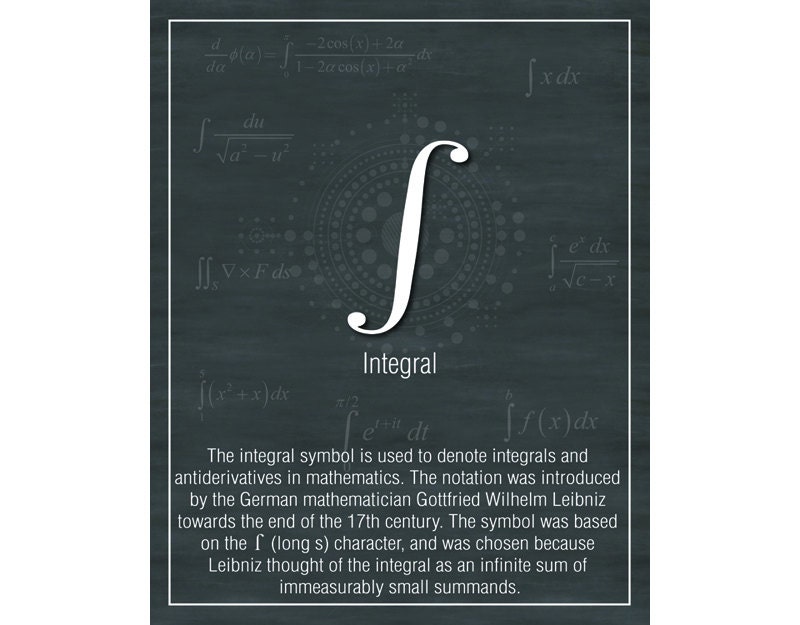 Math Poster Integral Calculus Printable Poster by ThalassaStudios