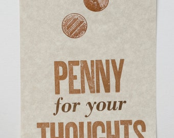 Items similar to Penny for Your Thoughts limited edition reproduction ...