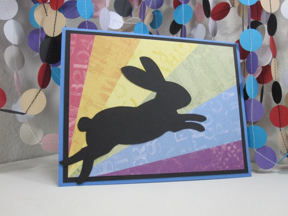 Rainbow Bridge Bunny Card rabbit sympathy bunny by okac on Etsy