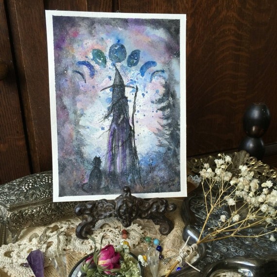 Terri Foss Original Watercolor Painting Witch by TerriAnnFoss