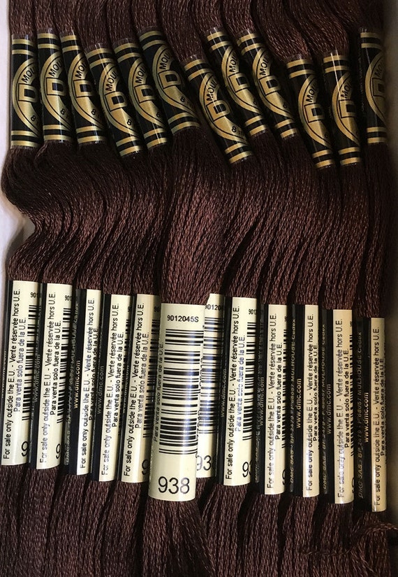 DMC 938 Ultra Dark Coffee Brown Embroidery Floss 2 Skeins 6