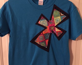 Items similar to Black t shirt with cross designs on Etsy