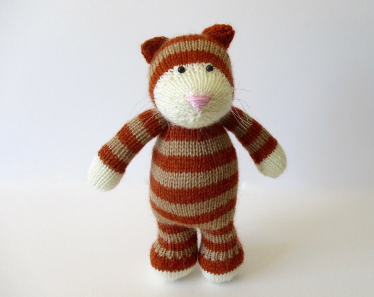 Tabby cat toy knitting pattern by fluffandfuzz on Etsy