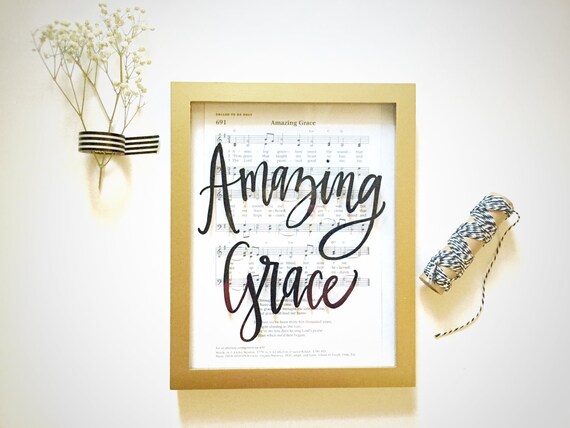 FRAMED Hymn Art with Hand Lettered Calligraphy on Frame You