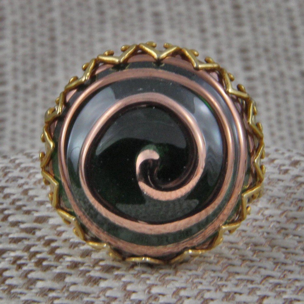 Handmade Ring Spiral Path Brass Adjustable Art