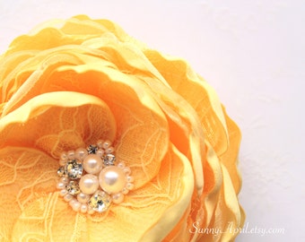 Yellow Flower Accessory. Yellow Flower Pin. Bobby Pin. Hair