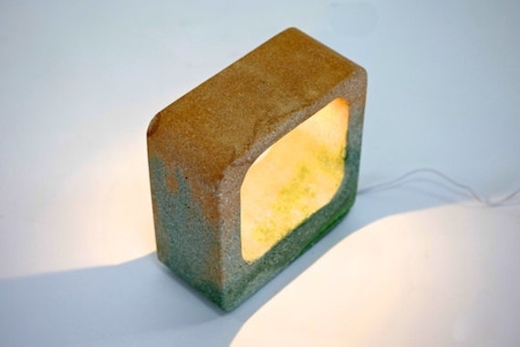 Concrete lamp Square Extrude table lamp green and