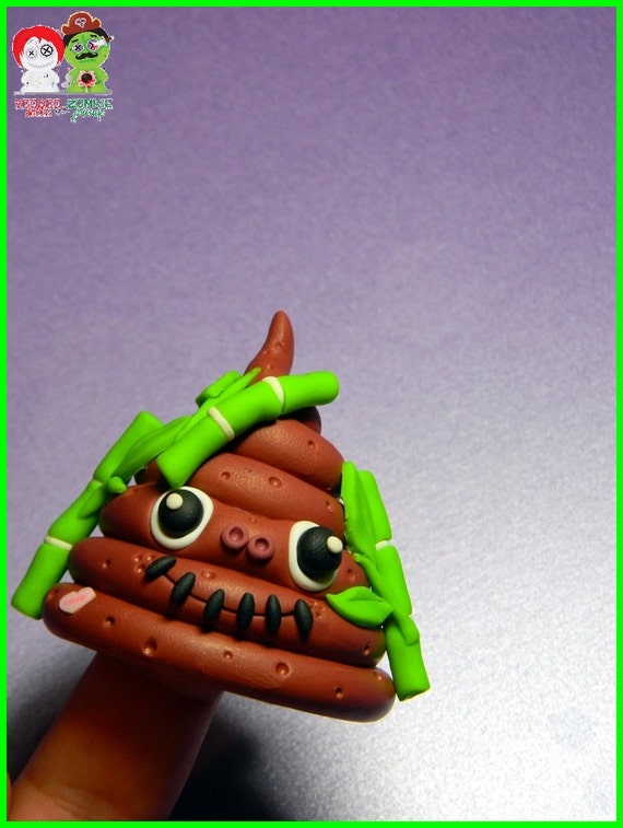 Red Panda Poop with Bamboo. Hand Sculpted Polymer Clay