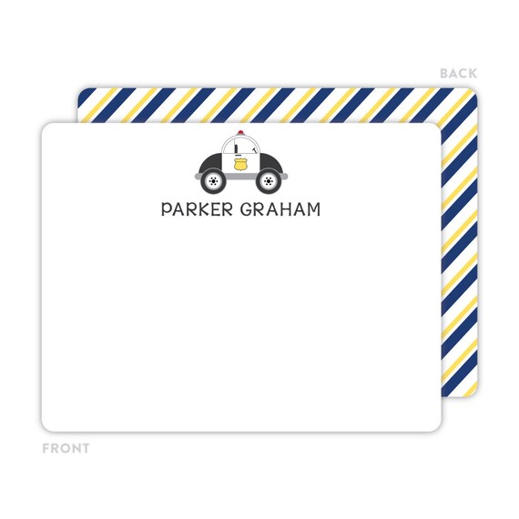 Police Car Note Cards - Personalized Flat Notecards - Police Car ...