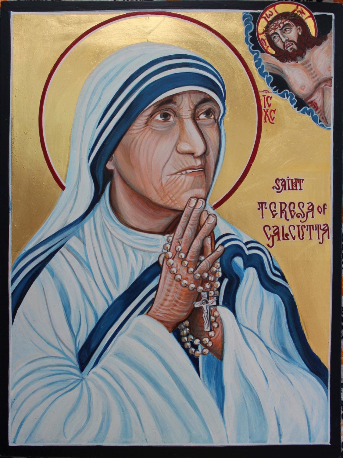 Saint Teresa of Calcutta with the icon of Jesus Christ Made