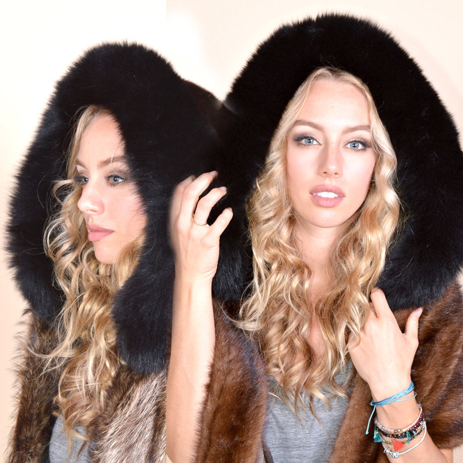 VTG Real Luxurious FOX Fur Ranch Mink Hood Hoodie Hat Hood OS – Haute Juice