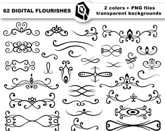 Items similar to Digital Flourish Frame Clipart Vintage Clip Art ...