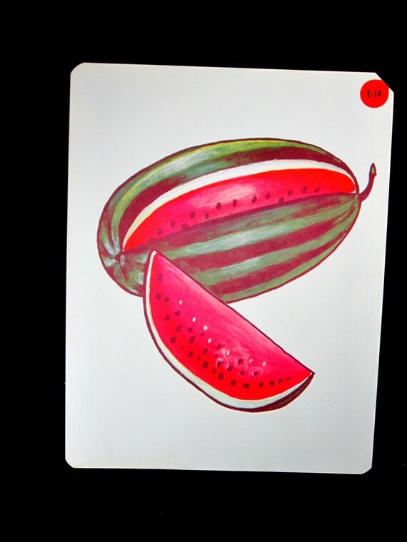 Items similar to Flash Cards Watermelon Vintage Peabody Language ...