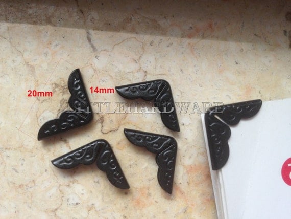 12 Vintage Black color Metal Book Corners for